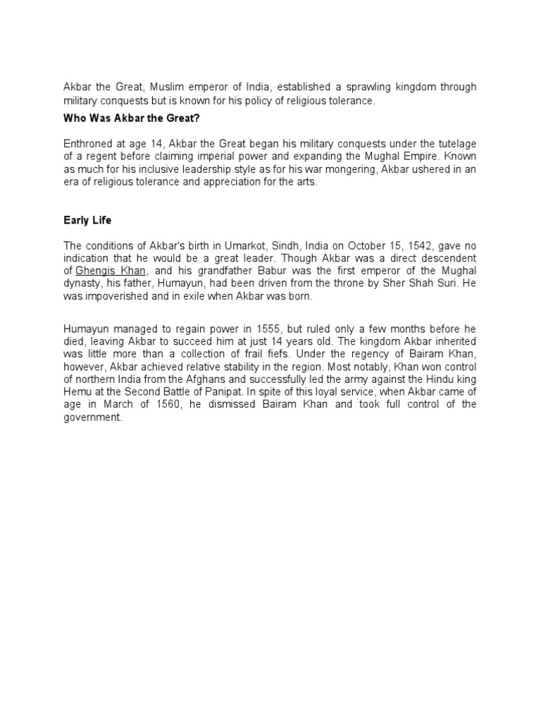 Who Was Akbar The Great? | PDF