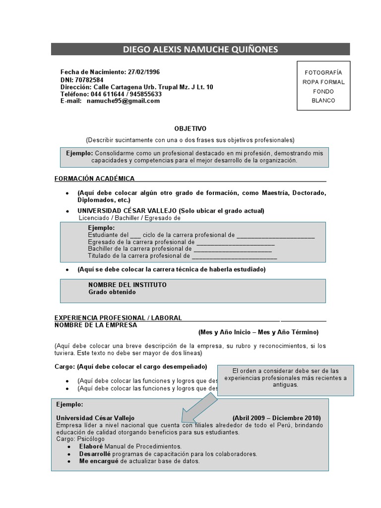 Guía para Elaborar El Formato de CV Ucv | PDF | Educación avanzada | Business
