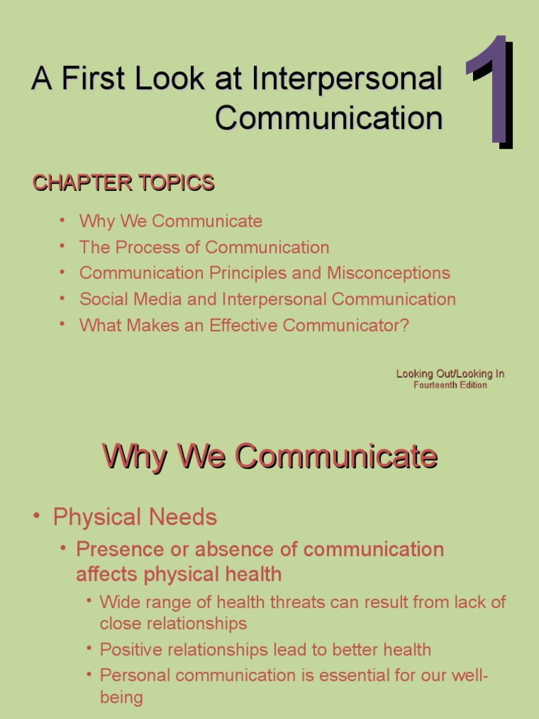 1 A First Look at Interpersonal Communication | PDF | Interpersonal ...