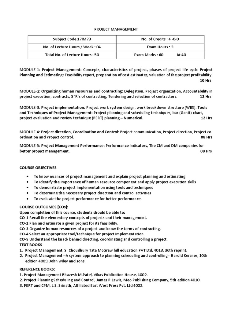 Project Management Course Overview | PDF | Project Management | Business