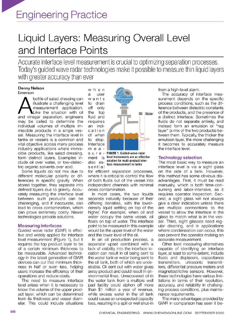Liquid Layers - Measuring Overall Level and Interface Points | PDF ...