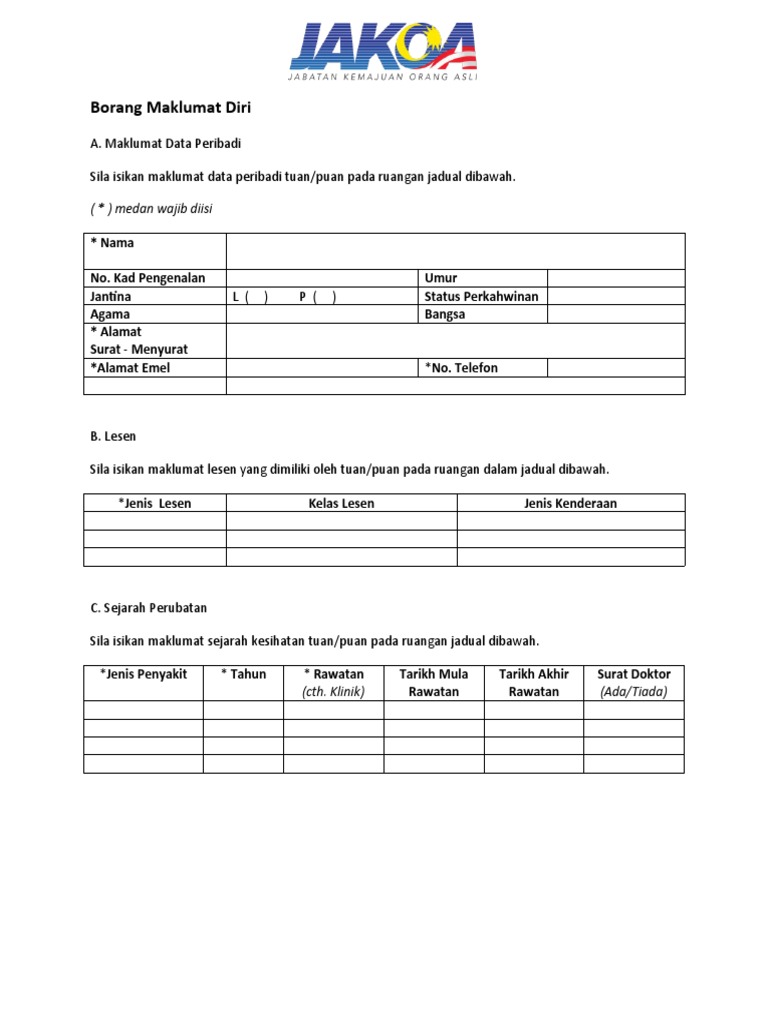 Borang Maklumat Diri Resume PSH 3 | PDF