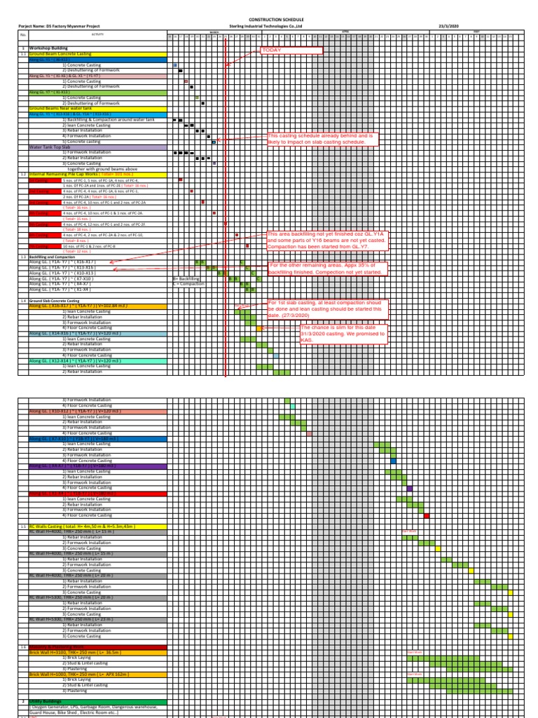 Schedule With Time Line | PDF | Brick | Concrete