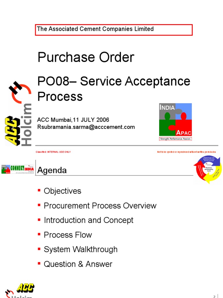 Purchase Order: PO08 - Service Acceptance Process | PDF | Economies ...
