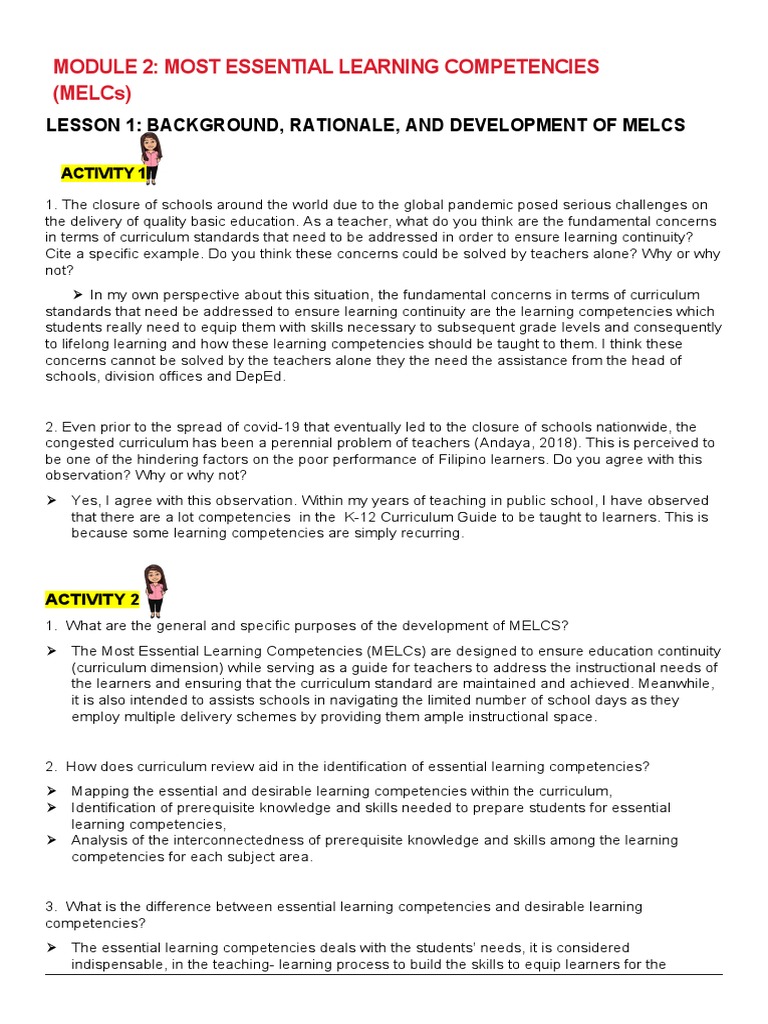 LDM 2 Module 2 Activity With Sample Answers | PDF | Curriculum | Teachers
