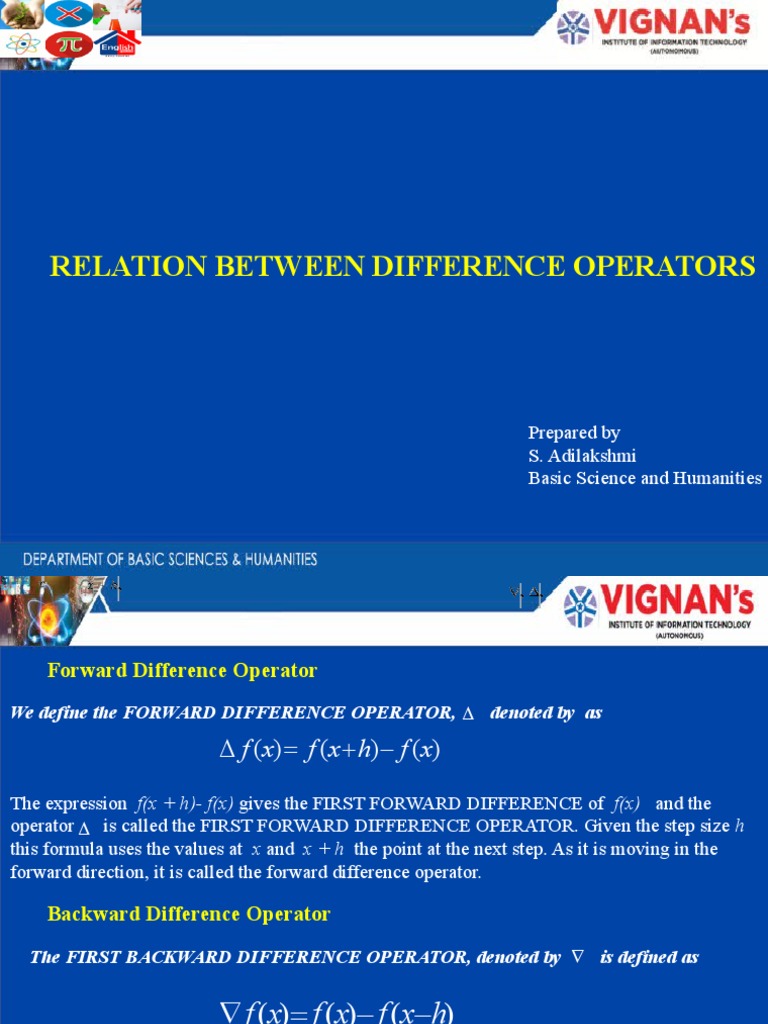 Relation Between Difference Operators | PDF | Finite Difference | Teaching Mathematics