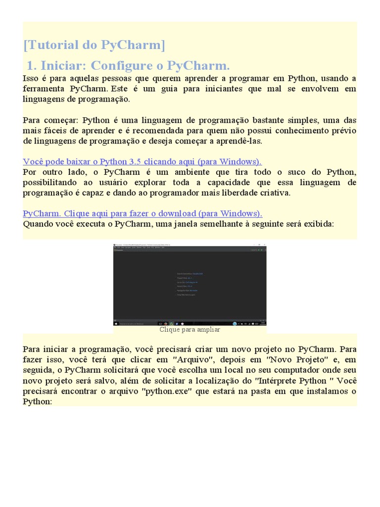 Tutorial Do PyCharm | PDF | Python (linguagem de programação) | Janela ...