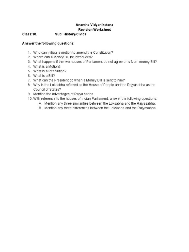 Worksheet.2 Union Legislature | PDF