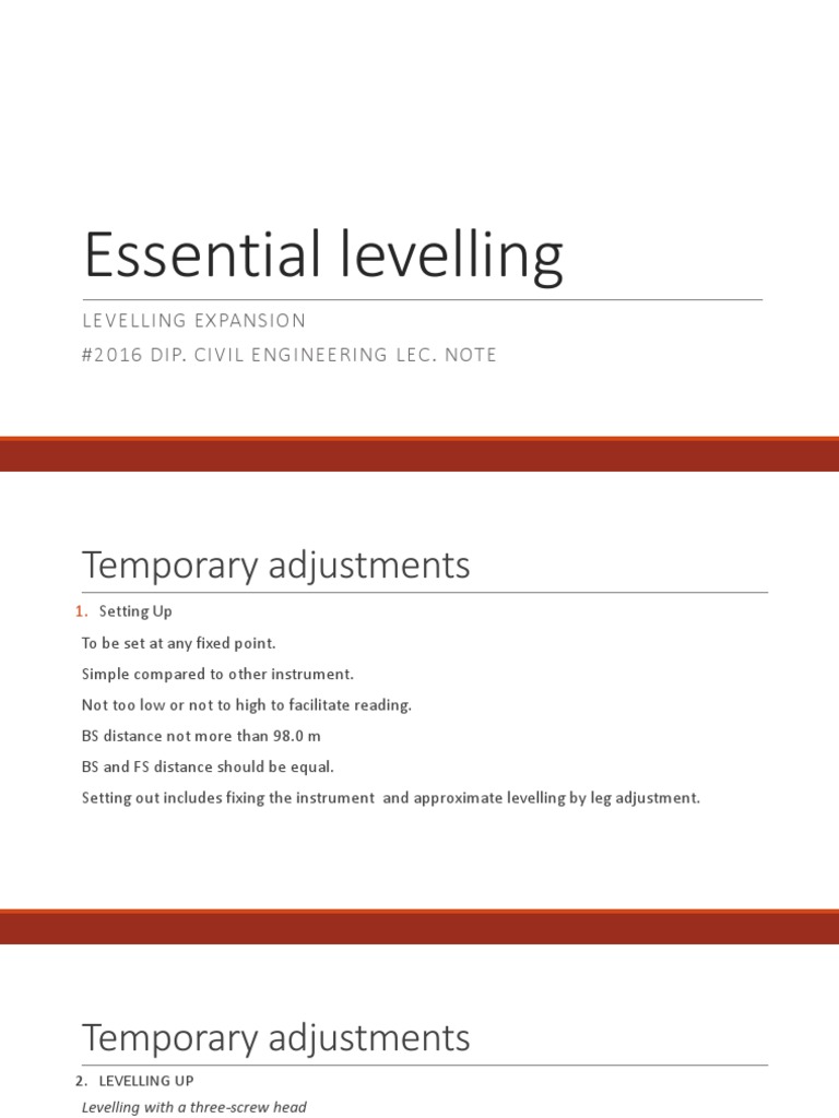 Essential Levelling - Notes | PDF | Contour Line | Topography