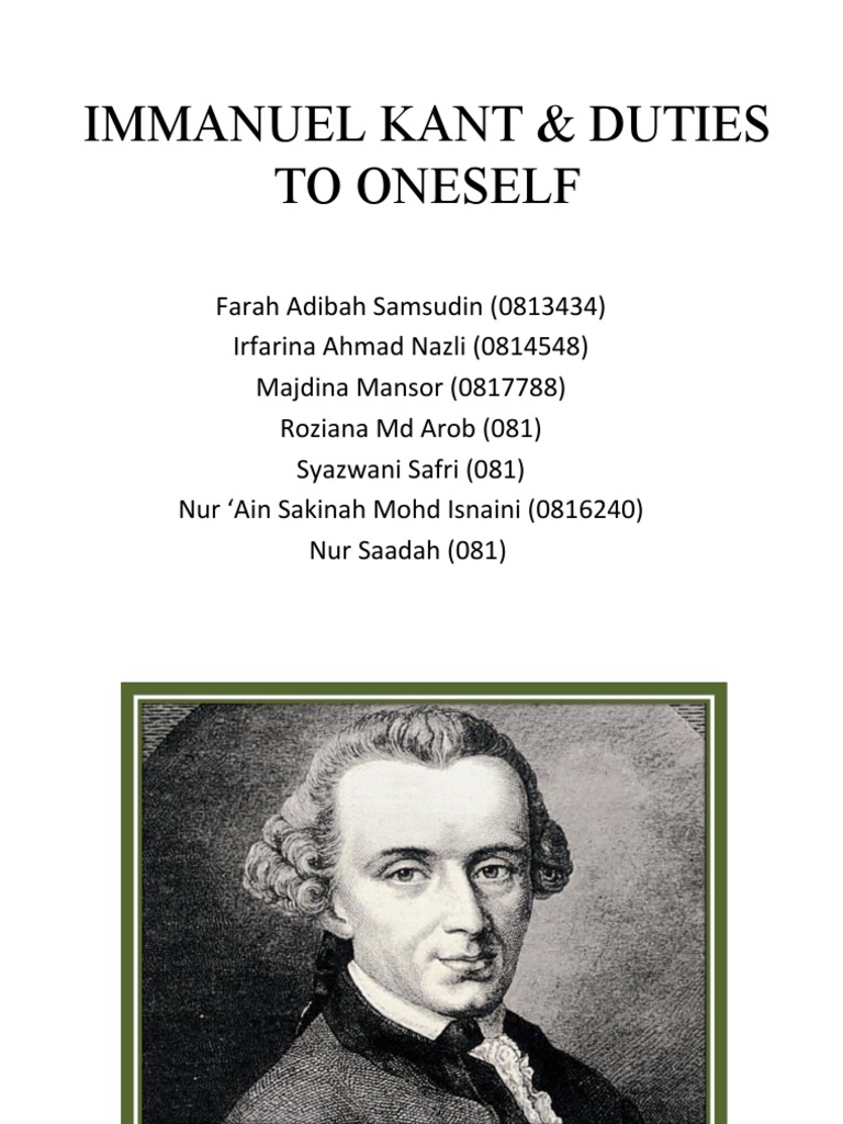 Immanuel Kant & Duties To Oneself | PDF | Self Esteem | Immanuel Kant