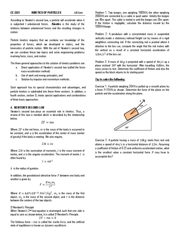 Kinetics of Particles 01 PDF | PDF