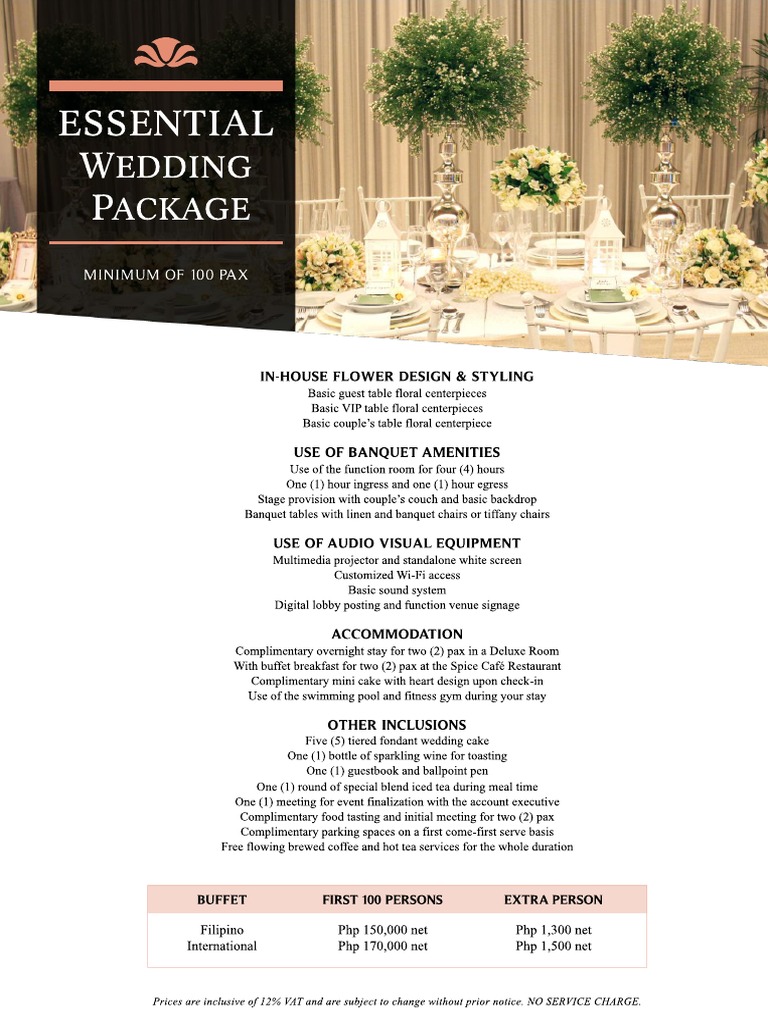 Essential Wedding Package City Garden Grand Hotel | PDF
