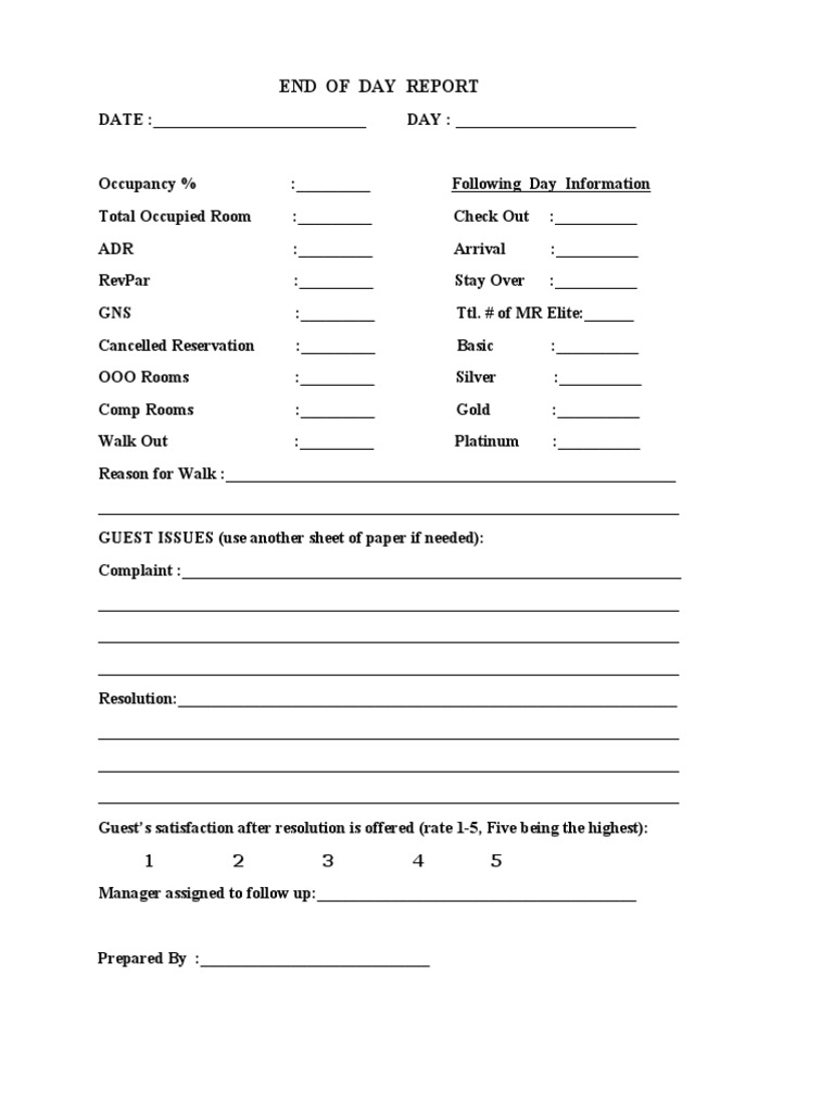 End of Day Report | PDF