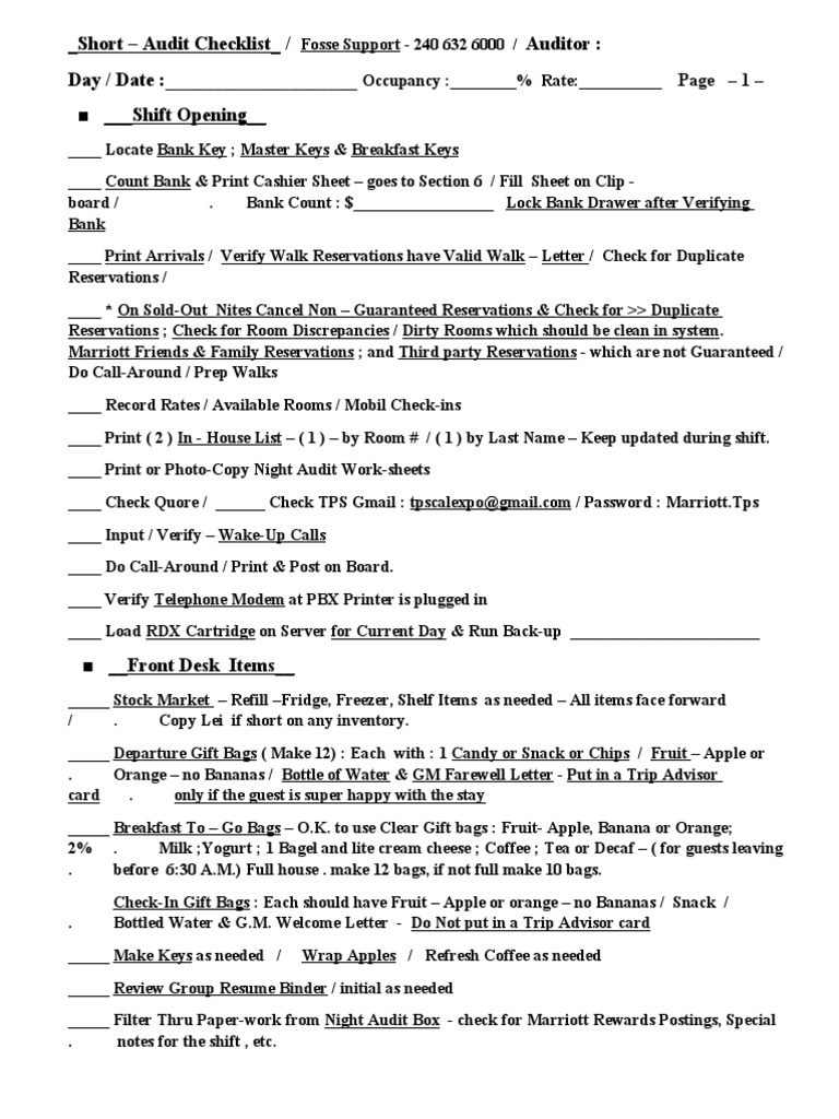 Short Audit Checklist | PDF | Revenue | Business