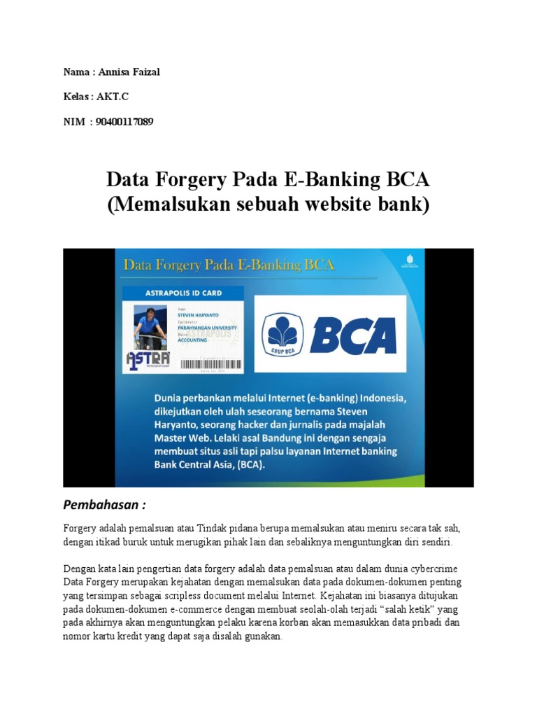 Data Forgery Pada E-Banking BCA - SIM | PDF