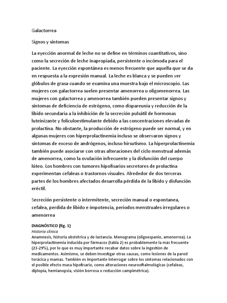 Galactorrea | PDF | Hormona estimulante de la tiroides | Sistema endocrino