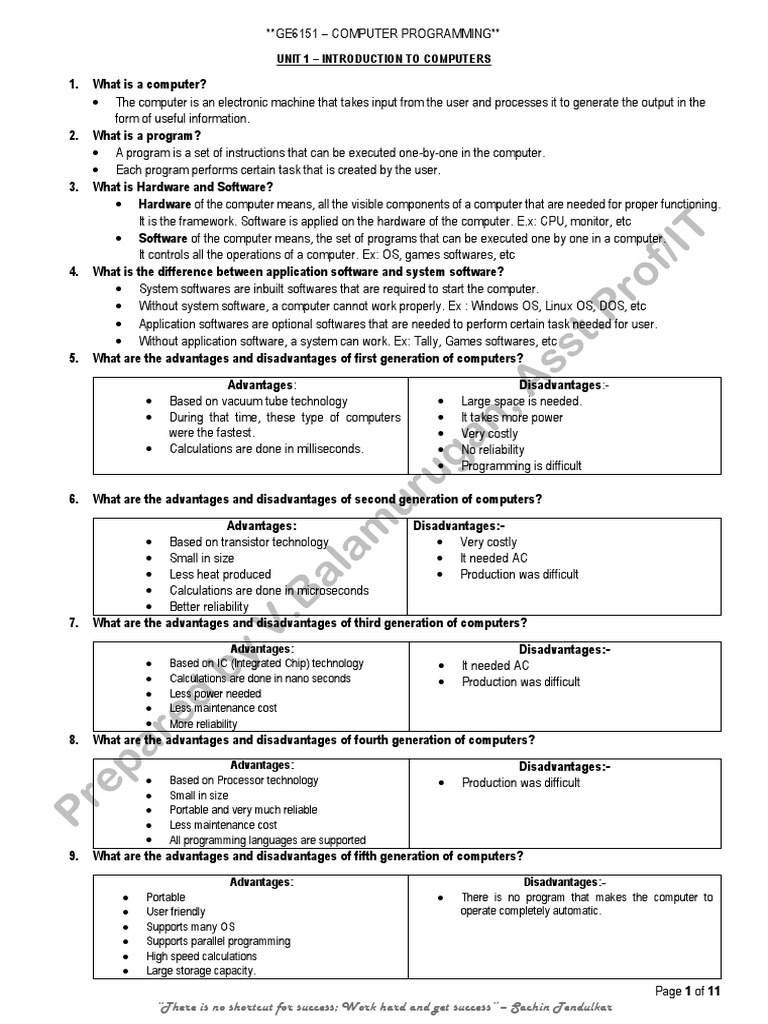 Computer Programming Unit1 Pdf Random Access Memory Computer Memory 7123