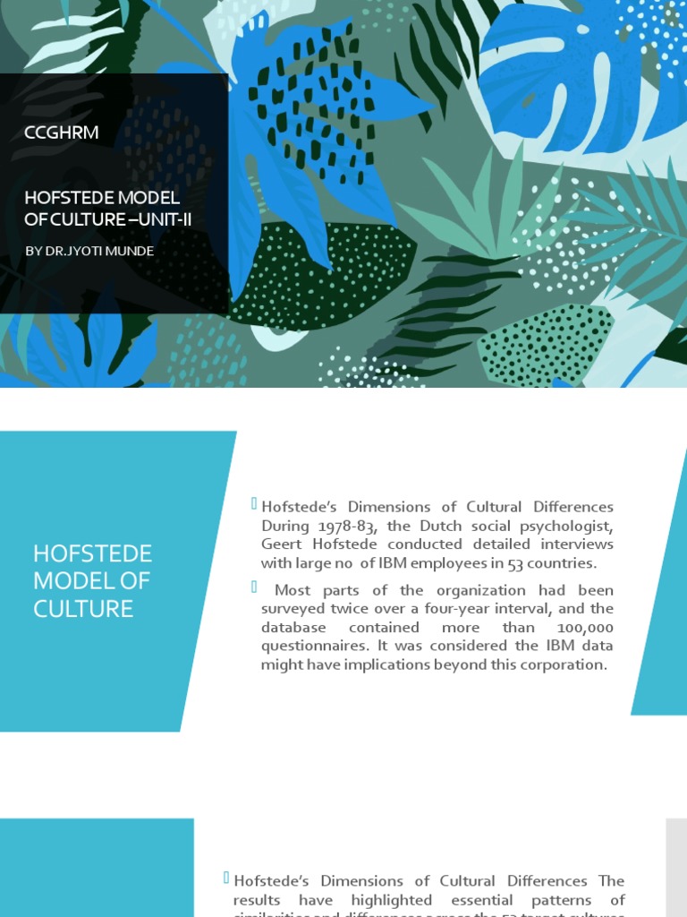 Hofstede Model of Culture Unit 2 | PDF | Psychology | Social Psychology