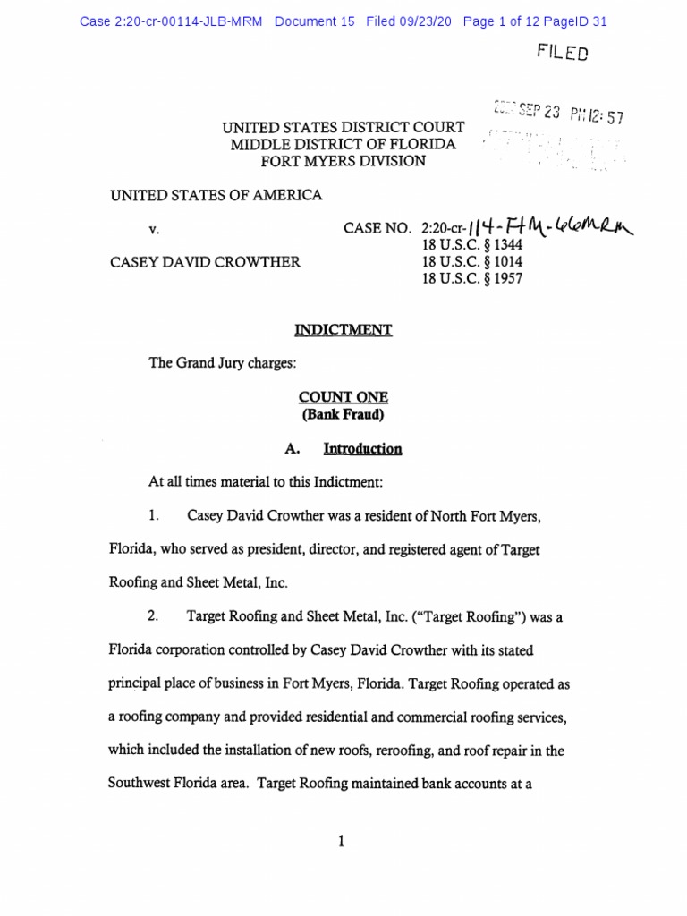 Casey D. Crowther Indictment | PDF