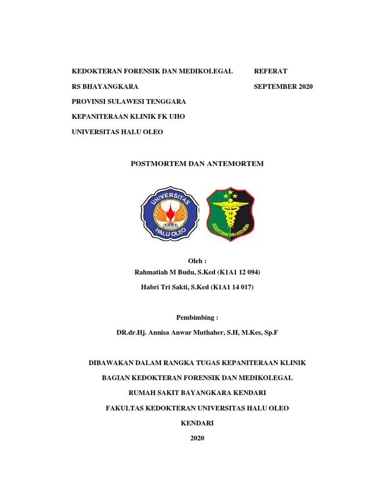 Refarat-Postmortem Dan Antemortem PDF | PDF