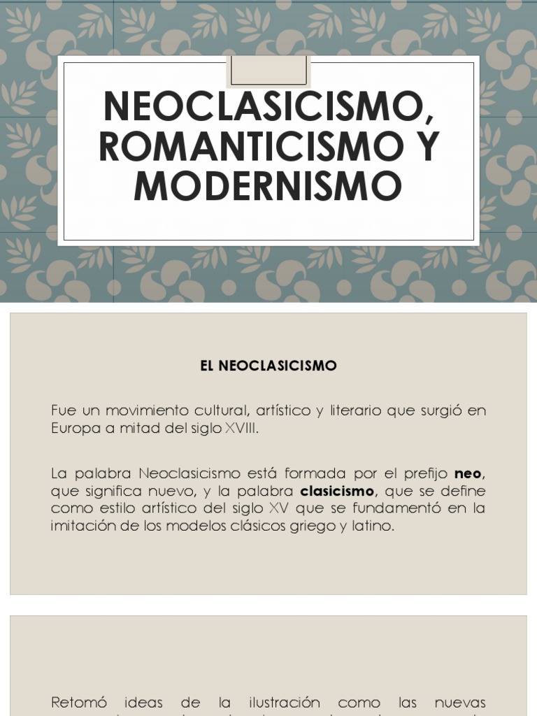 Neoclasicismo, Romanticismo y Modernismo | PDF | Romanticismo | Poesía