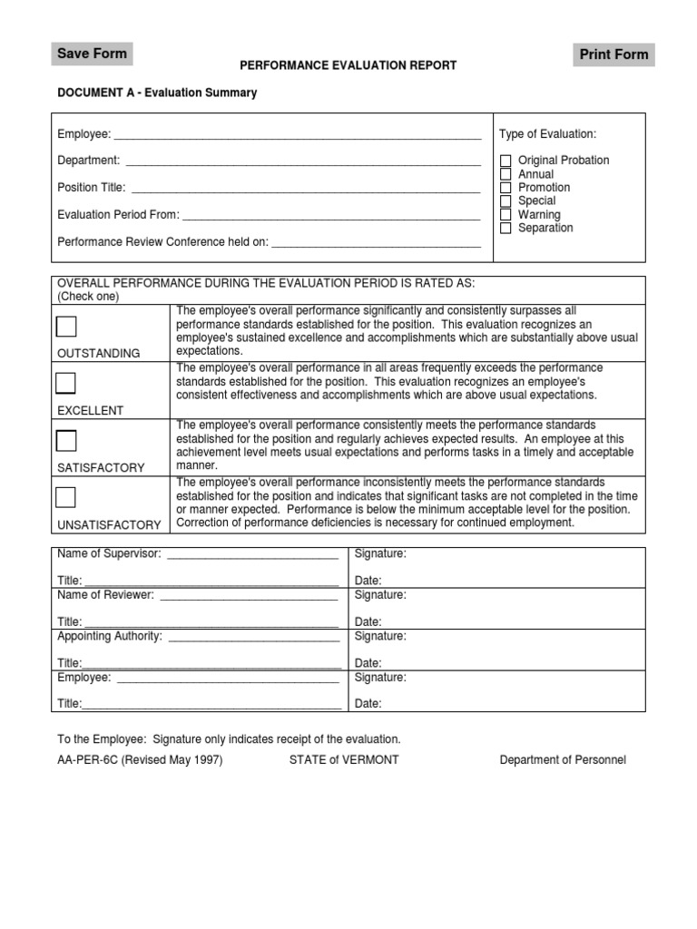 DHR-Performance Evaluation Form | PDF | Performance Appraisal | Employment