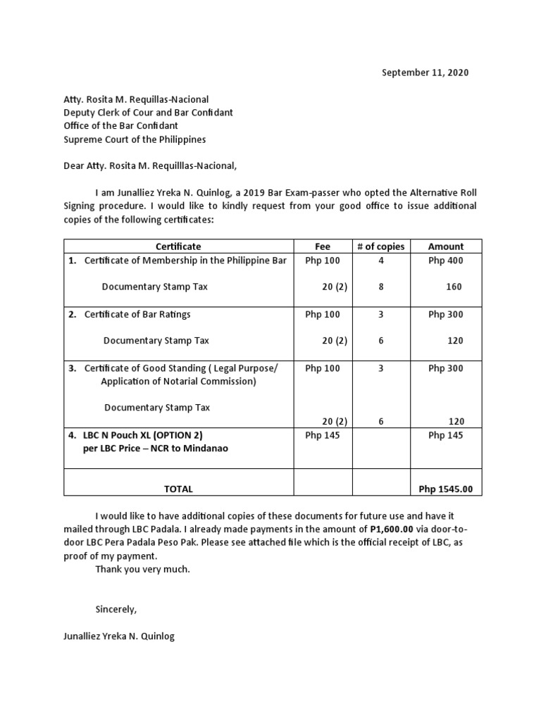 ARS Letter Request | PDF