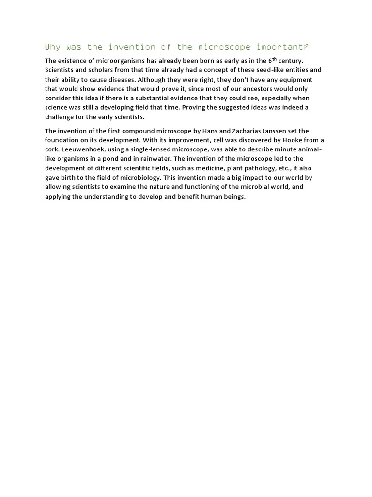 Why Was The Invention of The Microscope Important | PDF