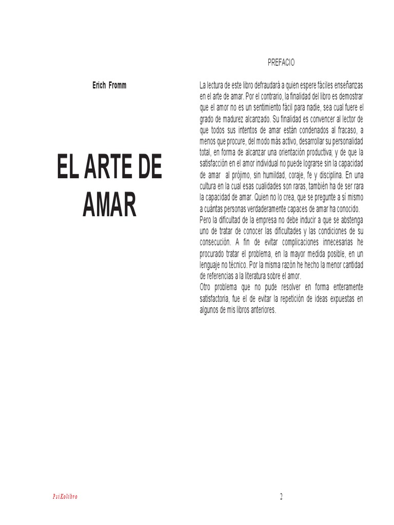 El Arte de Amar-Erich Fromm | PDF | Amor | Erich Fromm