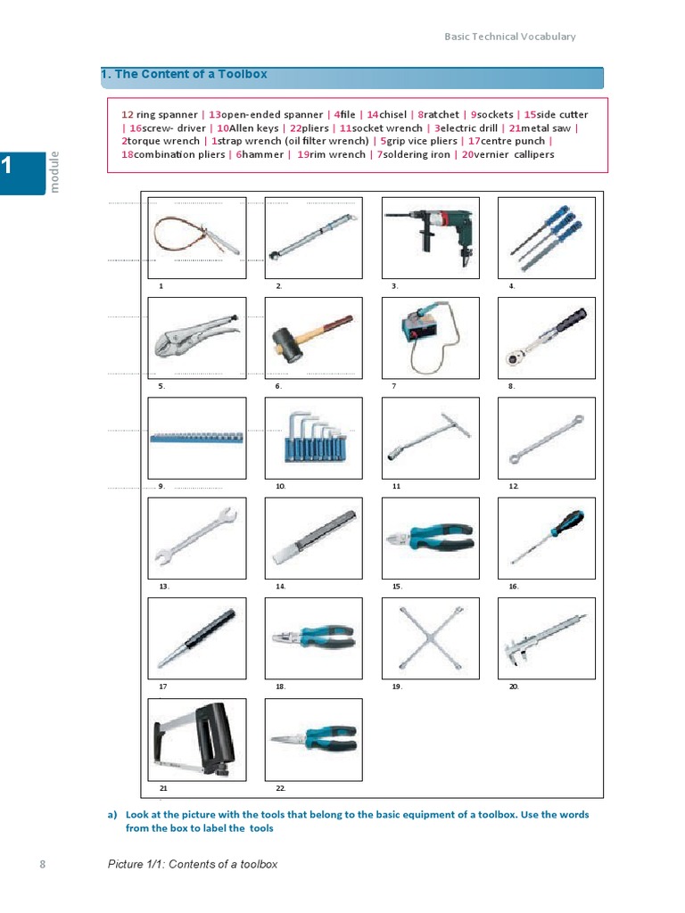 The Content of A Toolbox: Basic Technical Vocabulary | PDF ...