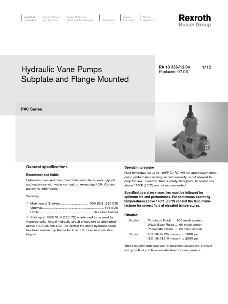 Hydraulic Vane Pumps Subplate and Flange Mounted: RA 10 336/12.04 ...