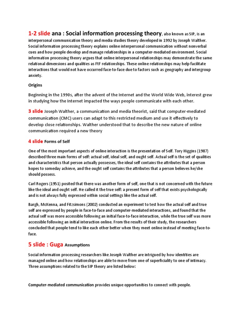 Social Information Processing Theory | PDF | Social Psychology ...