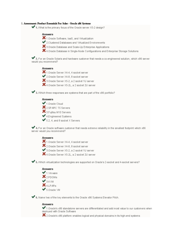 Oracle x86 Systems Test Answers | PDF | Oracle Corporation | Server ...