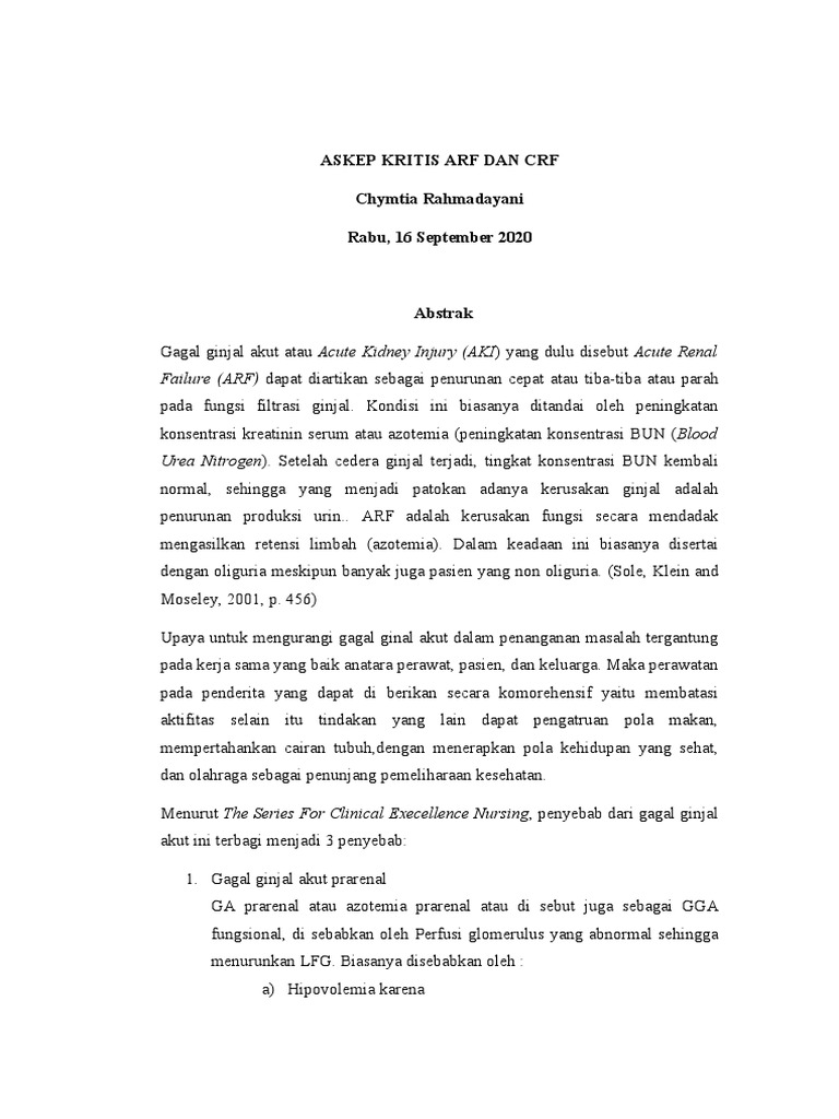 PT 4 Askep Kritis Arf Dan CRF | PDF