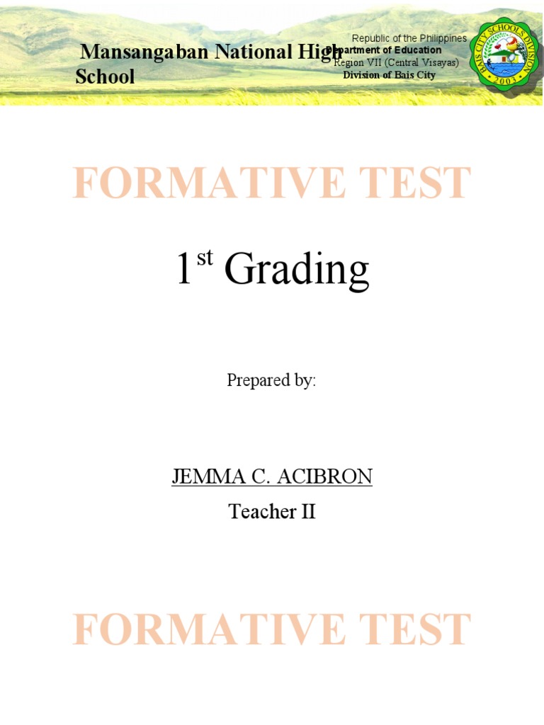 Formative Test Pdf Philippines Behavior Modification