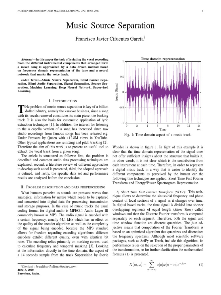 Music Source Separation: Francisco Javier Cifuentes Garc Ia | PDF ...