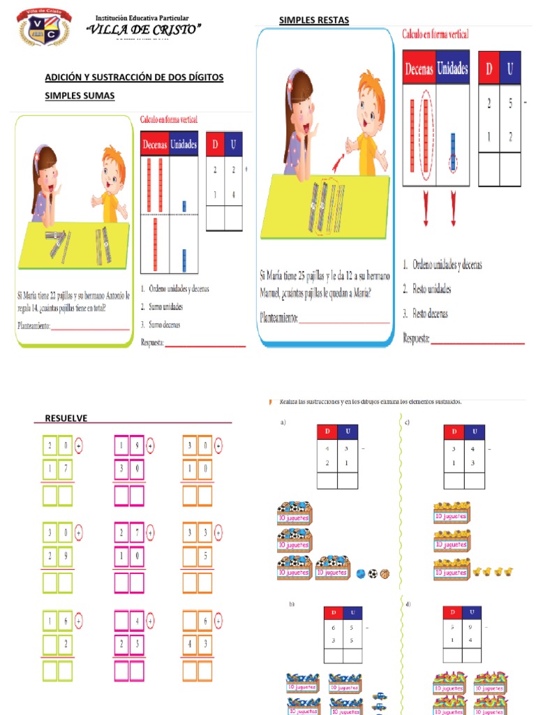 Adición y Sustracción de Dos Dígitos | PDF