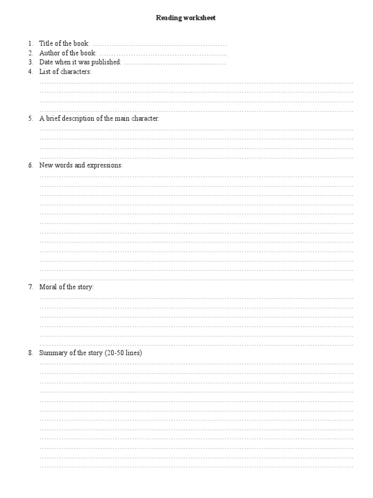 Reading Worksheet - Fisa de Lectura Engleza | PDF