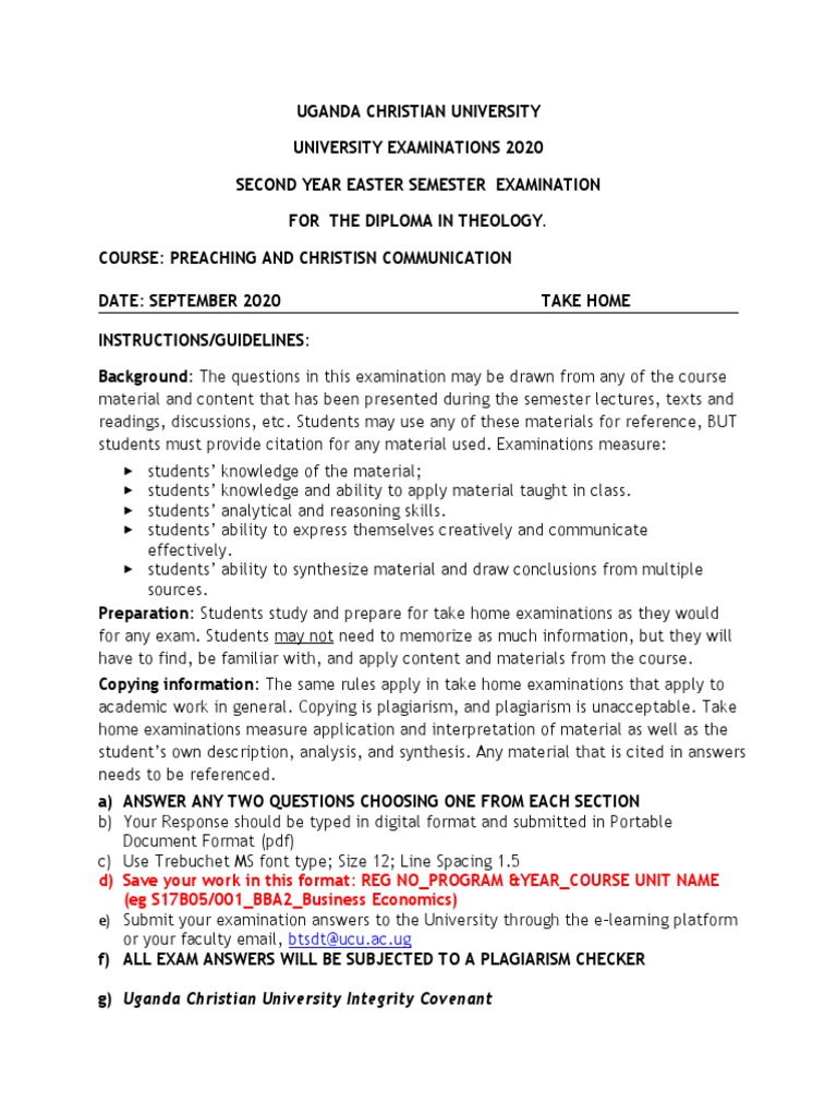 Preaching Exam Guidelines and Topics | PDF | Sermon | Test (Assessment)