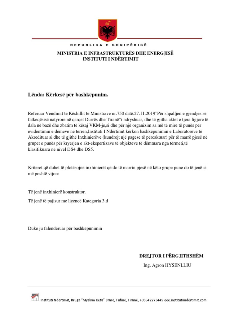 Kërkesë Për Bashkëpunim Për Kryerjen e Akt-Ekspertizave. | PDF