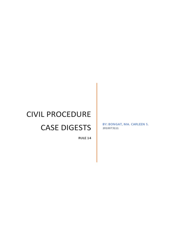 Rule 14 Case Digests - Civil Procedure | PDF | Summons | Complaint