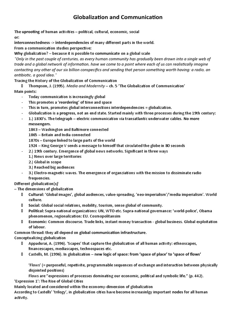 Globalization and Communication | PDF | Globalization | News
