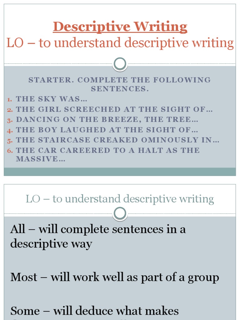 Descriptive Writing Workshop | PDF | Language Arts & Discipline