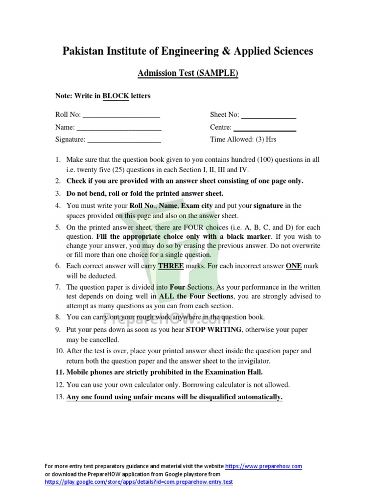 SAMPLE - PAPER - PIEAS by PrepareHOW | PDF