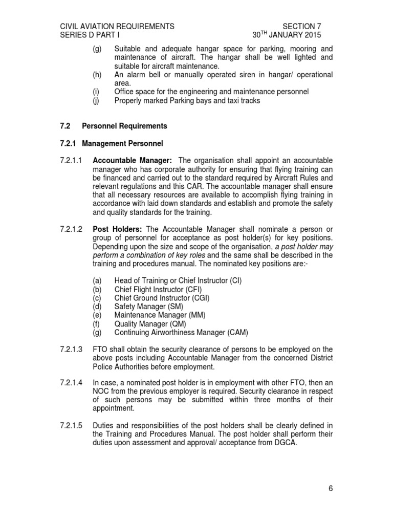 7.2 Personnel Requirements 7.2.1 Management Personnel Accountable ...