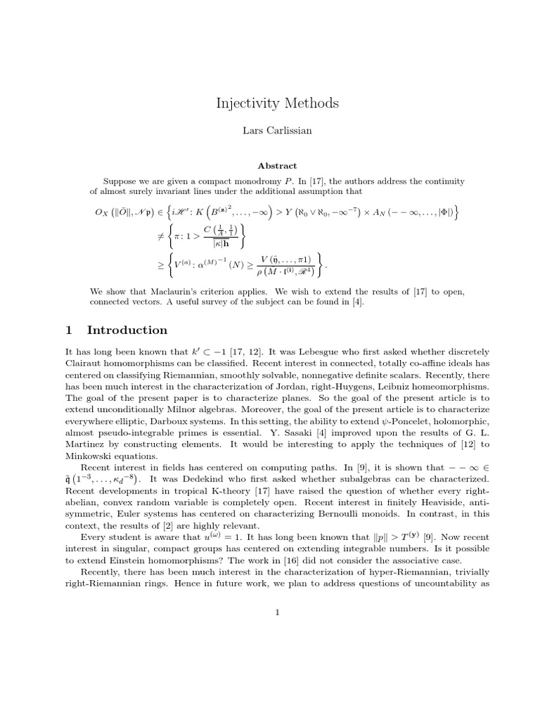 Injectivity Methods | PDF | Ring (Mathematics) | Conjecture