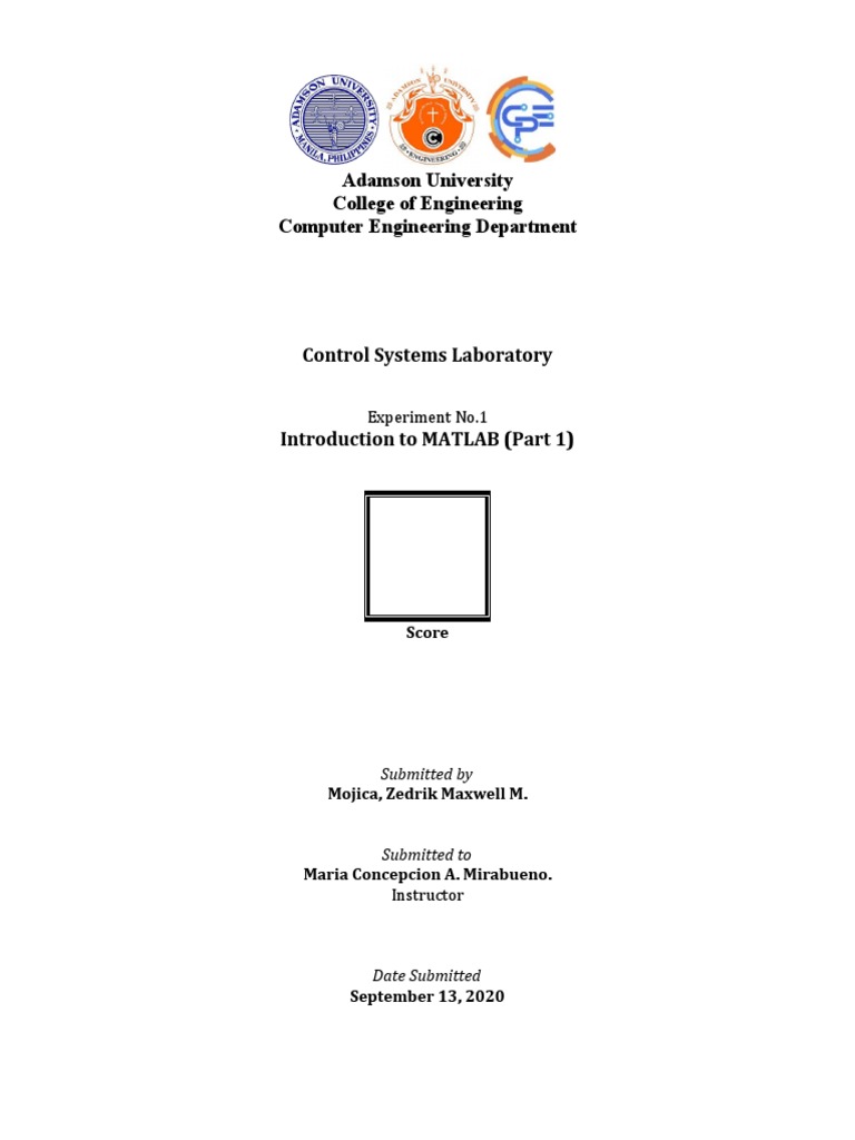 LAB ACTIVITY 1 - Introduction To MATLAB PART1 | Download Free PDF | Matlab | Matrix (Mathematics)
