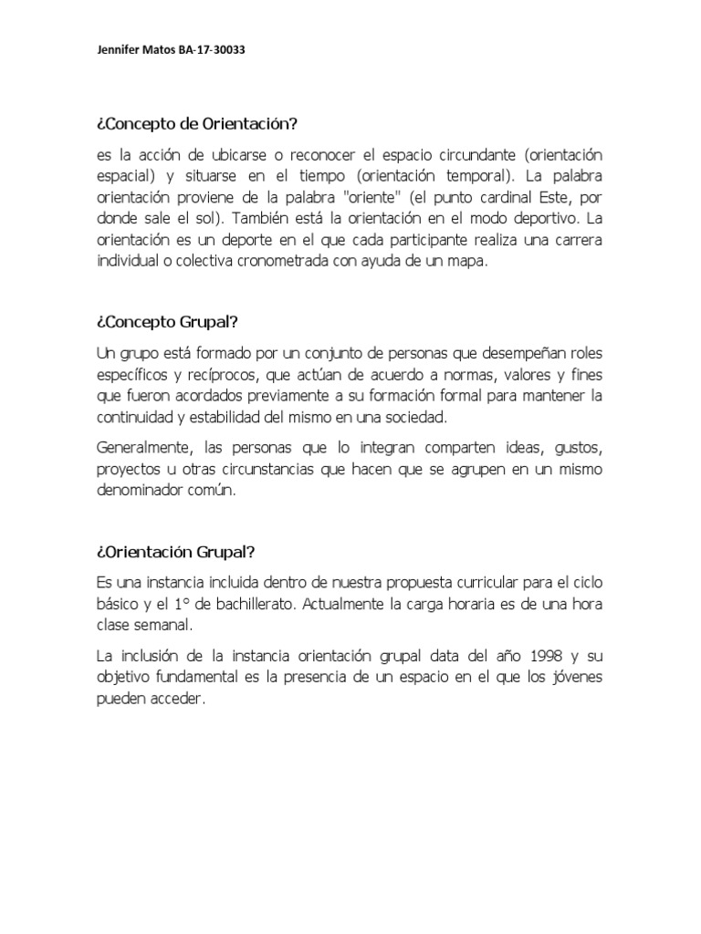 Conceptos de Orientación y Grupos Sociales | PDF