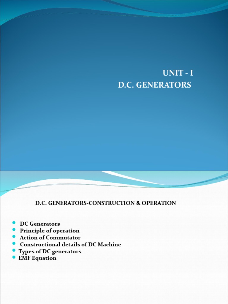 DC Generators Unit 1 | PDF | Electromagnetic Induction | Electric Generator