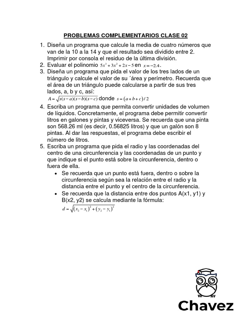 Problemas Complementarios Clase 02 | PDF